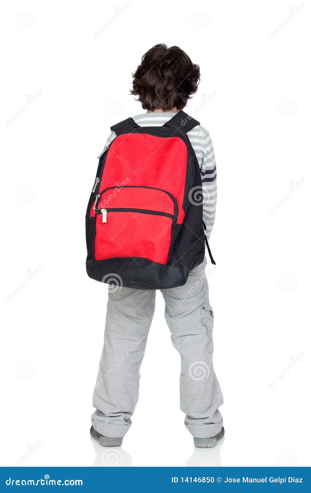 Anonymous Child Back with a Heavy Pack Stock Photo - Image of back ...