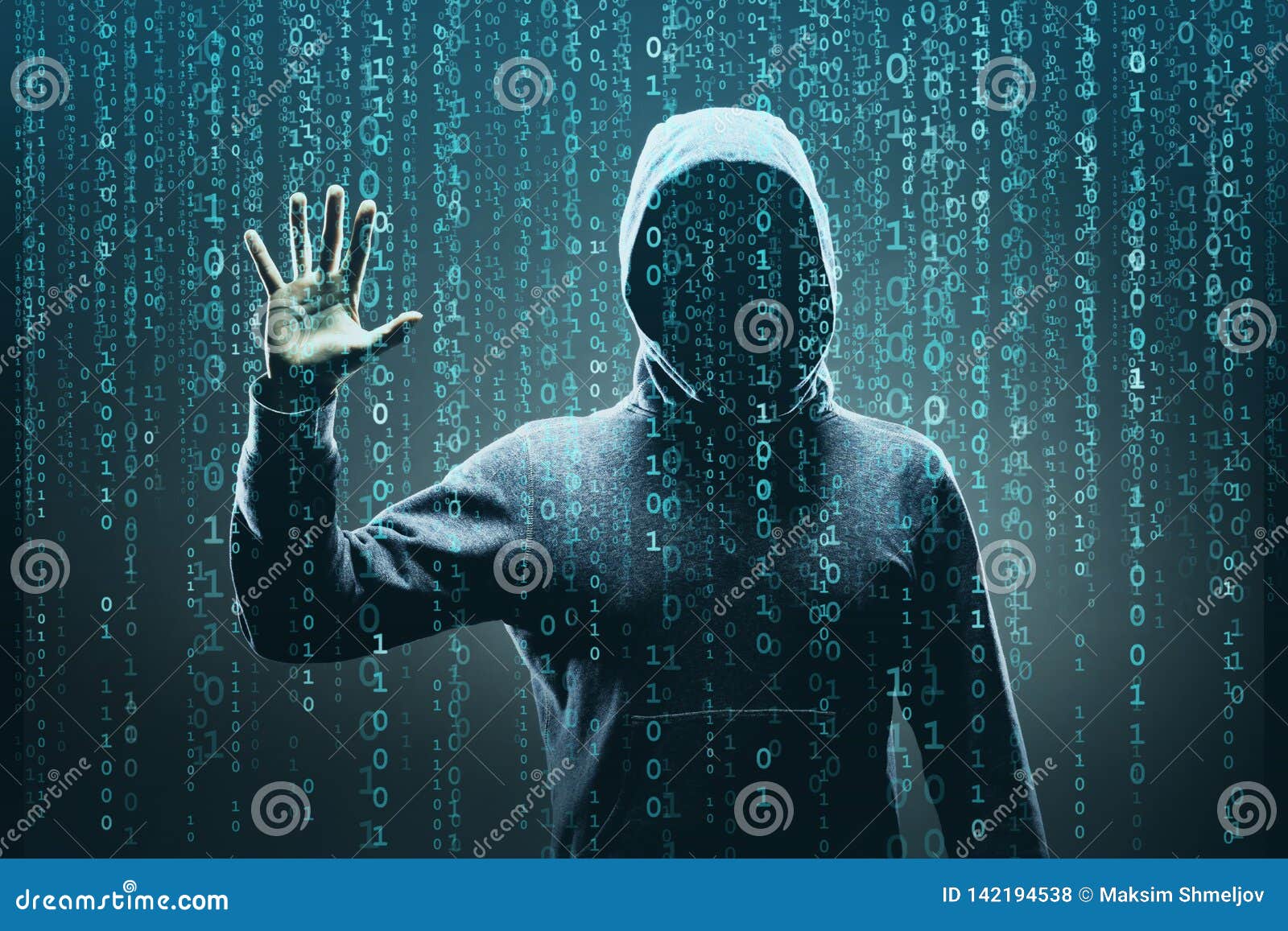 Anonymous Computer Hacker Over Abstract Digital Background. Obscured ...