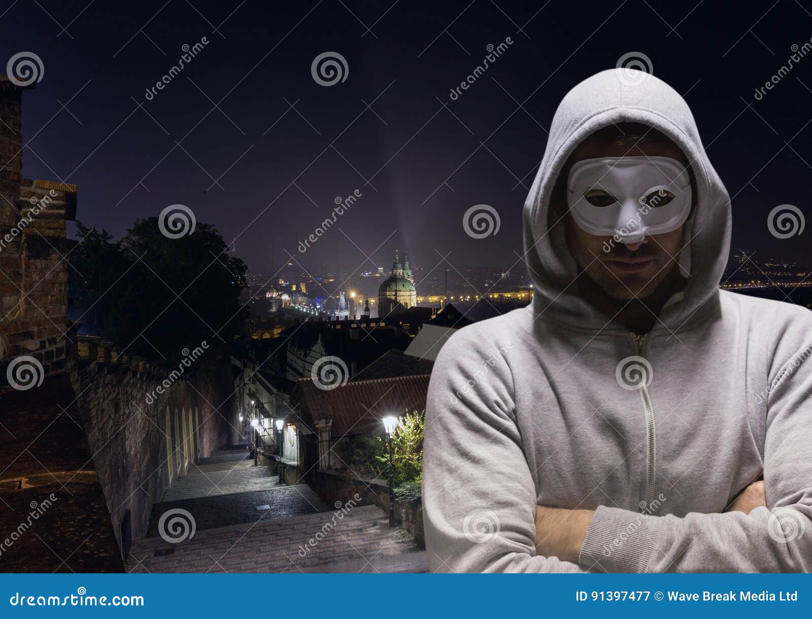 Anonymous Criminal in Hood on Street Stock Image - Image of castle ...