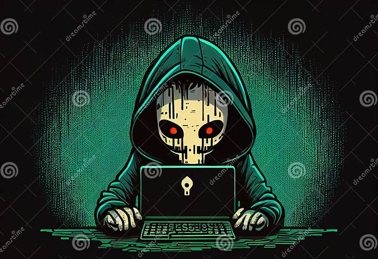 Anonymous Cute Hacker. Concept of Hacking Cybersecur Illustration. Ai ...