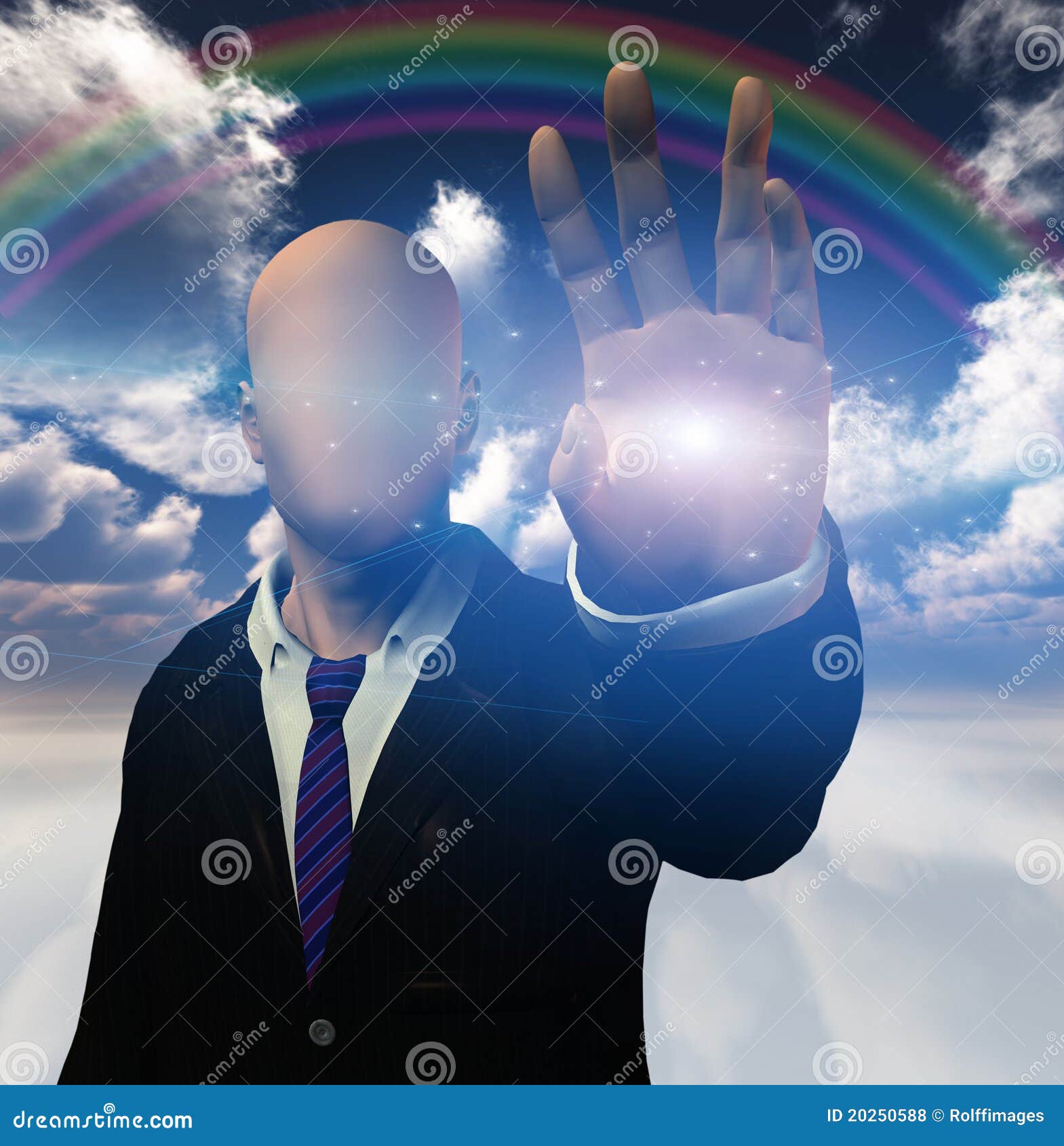 Anonymous Figure Radiates Light from Hand Stock Illustration ...