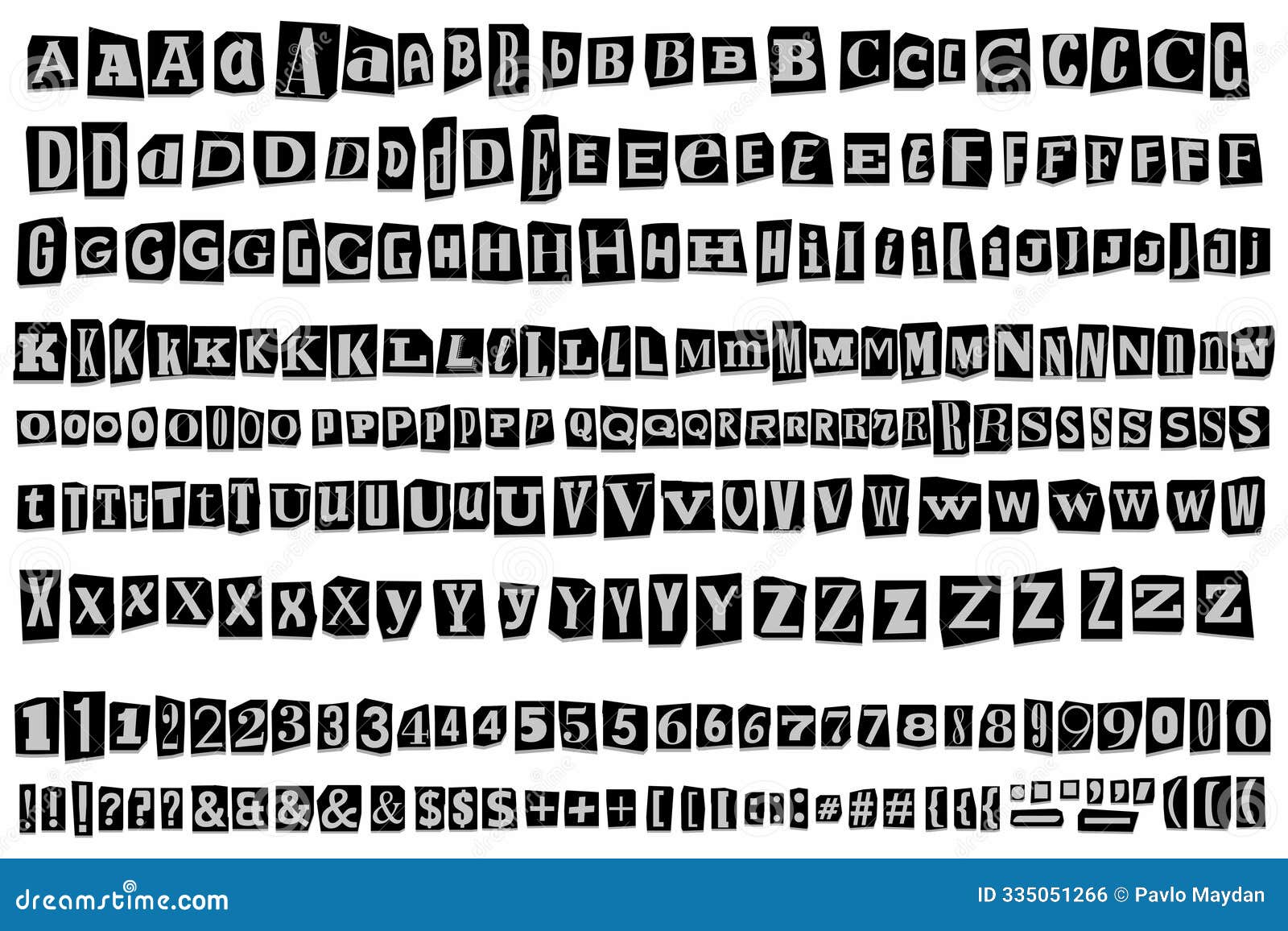 Ransom Black Font. Black Anonymous Cutout Notes, Uppercase And ...