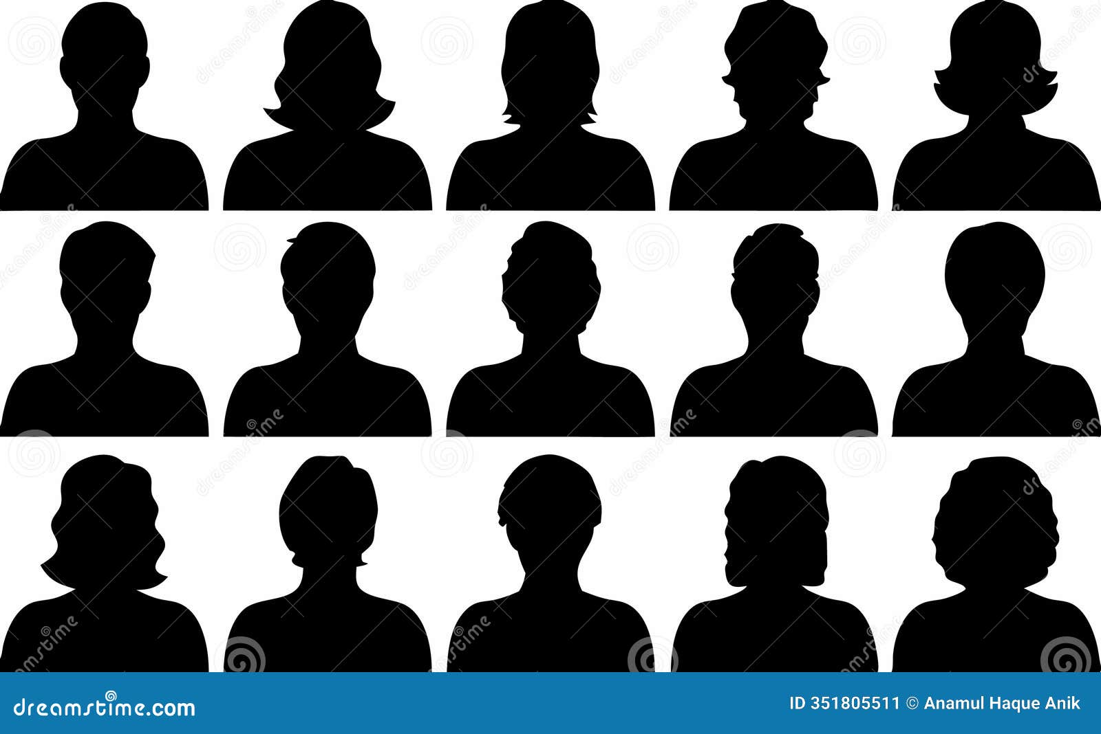 Anonymous Group Profile Silhouettes Diverse Team People Avatar User ...