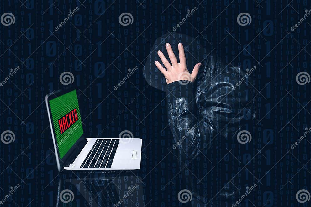 Anonymous Hacked Putting His Hands on His Head with Much Concern Stock ...