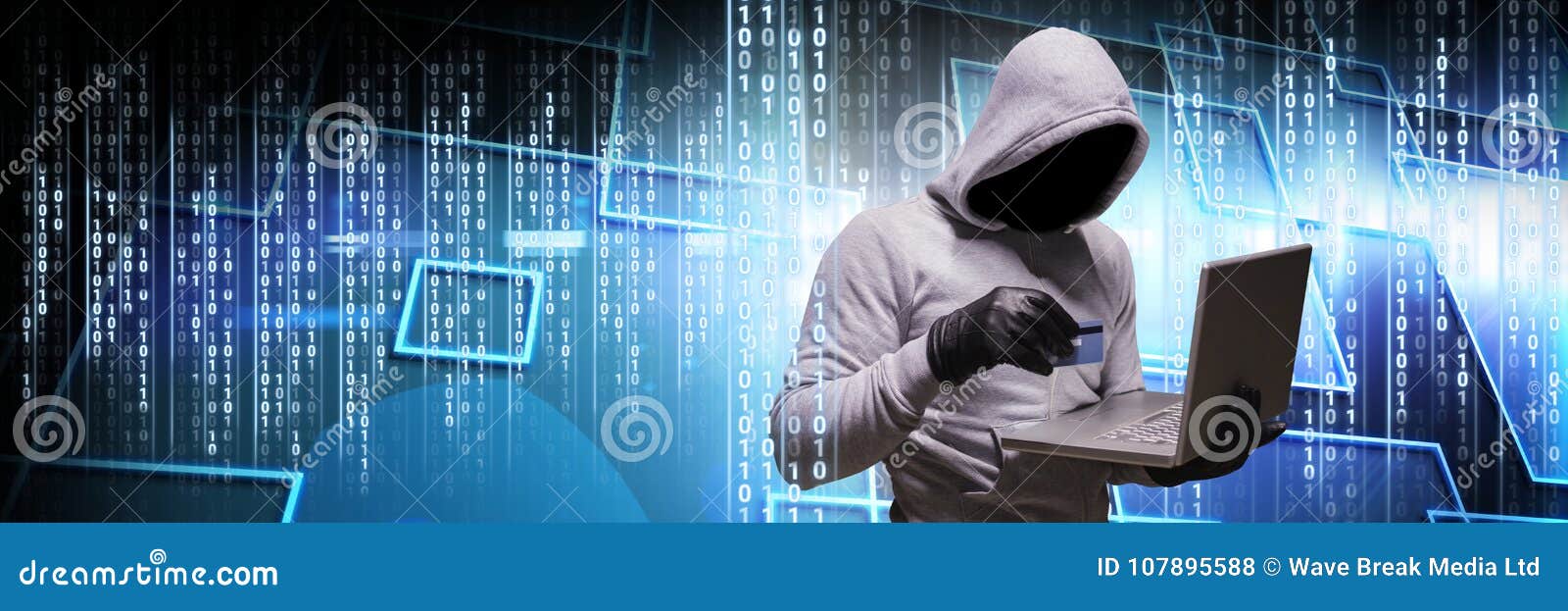 Anonymous Hacker with Computer Code Binary Interface Stock Photo ...