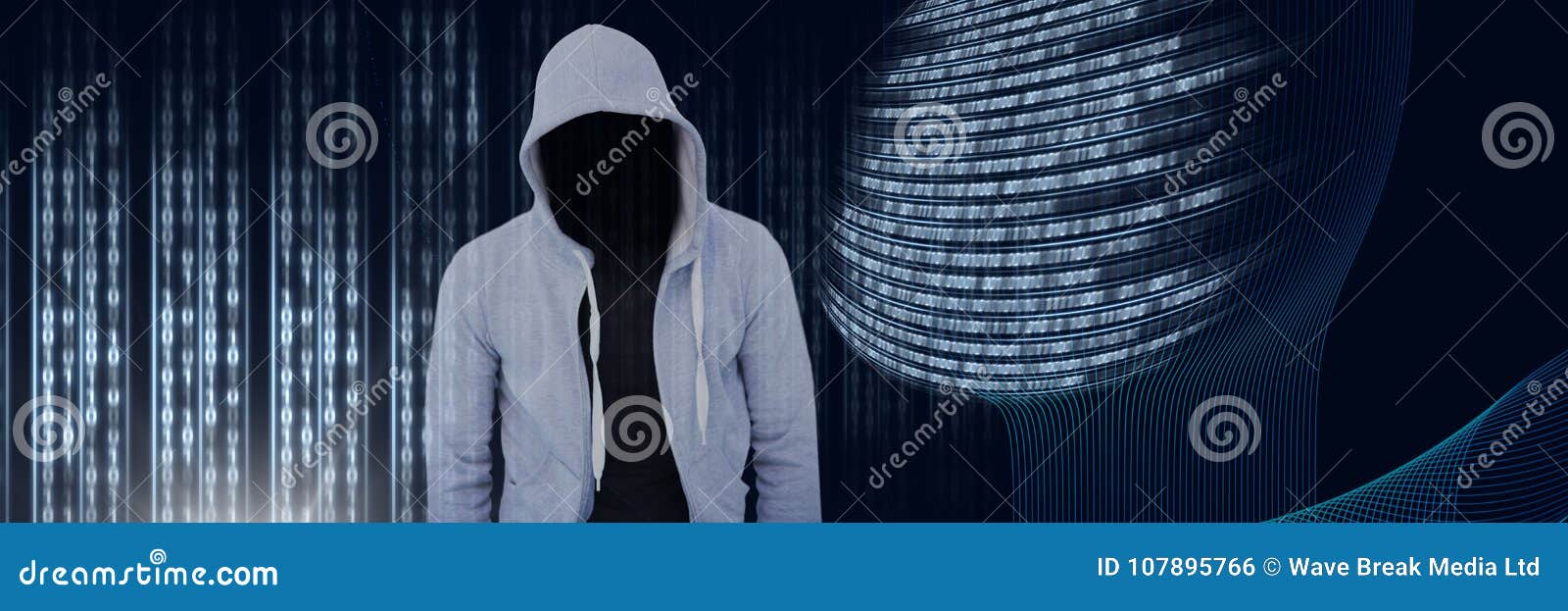 Anonymous Hacker with Computer Code Binary Interface Stock Photo ...