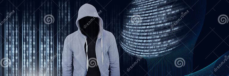 Anonymous Hacker with Computer Code Binary Interface Stock Photo - Image of length, colour ...