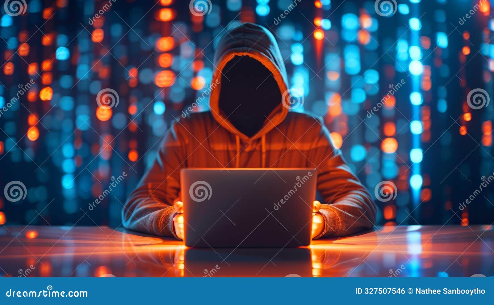 Anonymous Hacker With Laptop Illustration Cartoon Vector ...