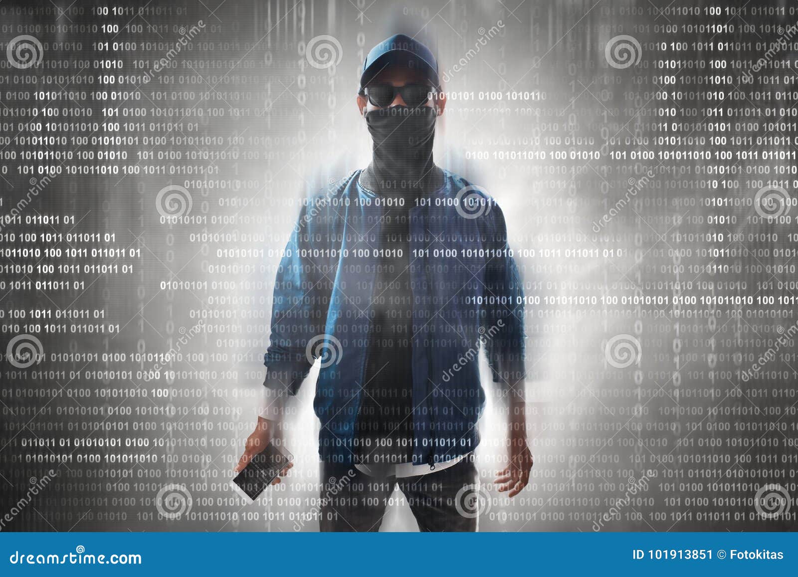 Anonymous Hacker Holding Mobile Phone Stock Image - Image of mystery ...