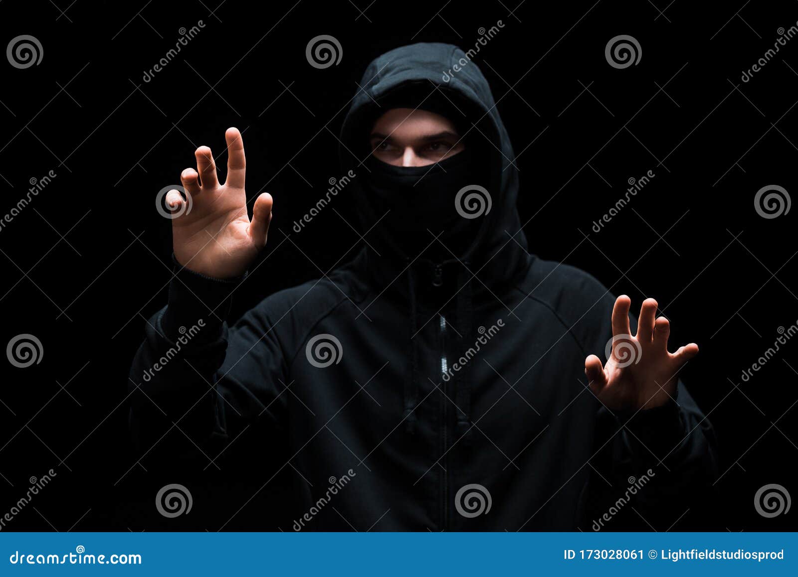 Anonymous Hacker in Hood Gesturing Isolated Stock Image - Image of ...