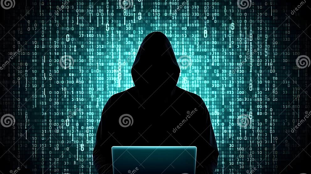 Anonymous Hacker with Laptop. Concept of Dark Web, Hacking Cybersecurity. AI Generated Image ...