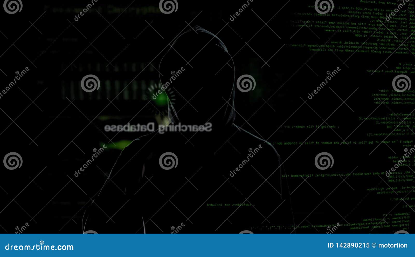 Anonymous Hacker Looking at Virtual Screen, Stealing Secret Data, Cyber ...