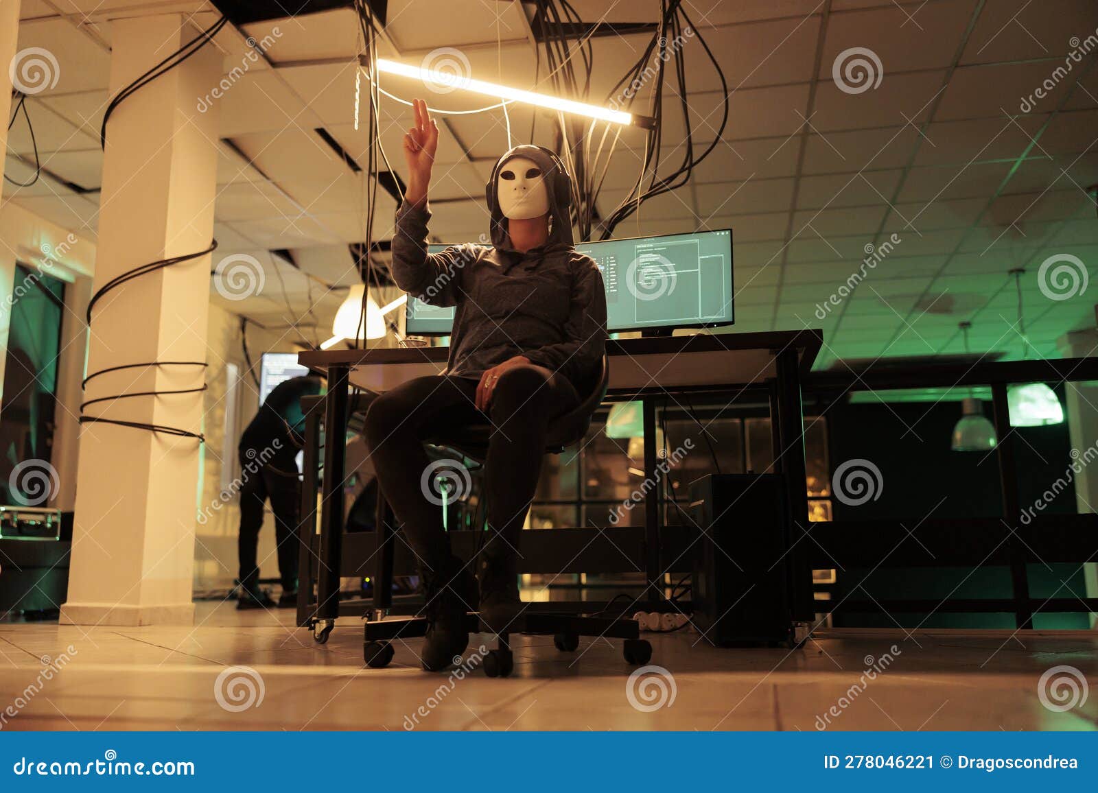 Anonymous Hacker Making Hand Gesture in Augmented Reality Stock Image ...
