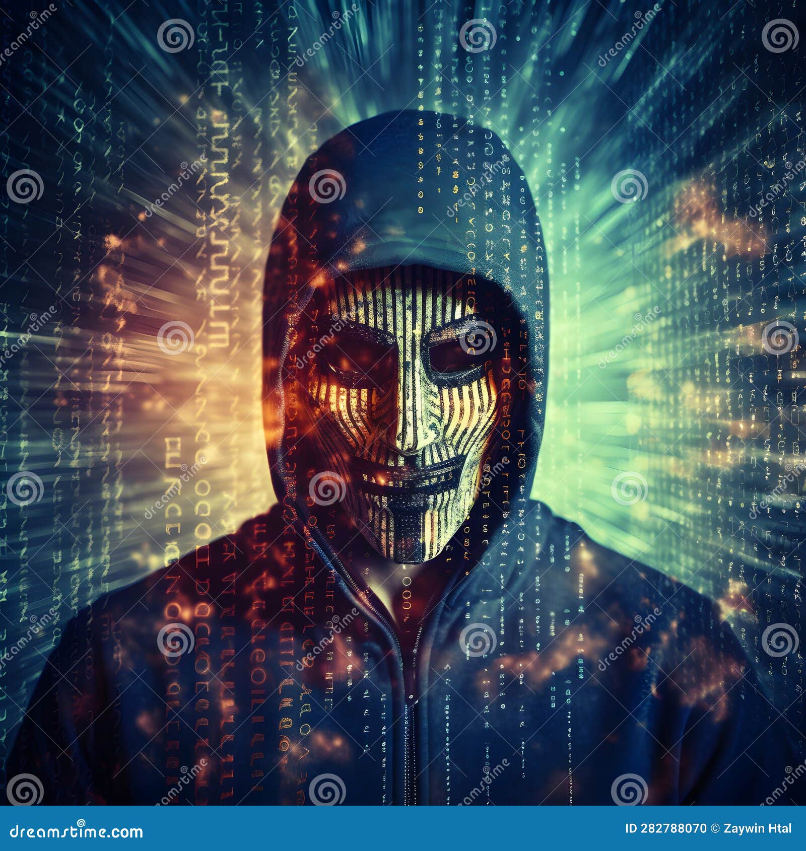 Anonymous Hacker. Concept of Cybercrime, Cyberattack, Dark Web. AI Generated Stock Illustration ...