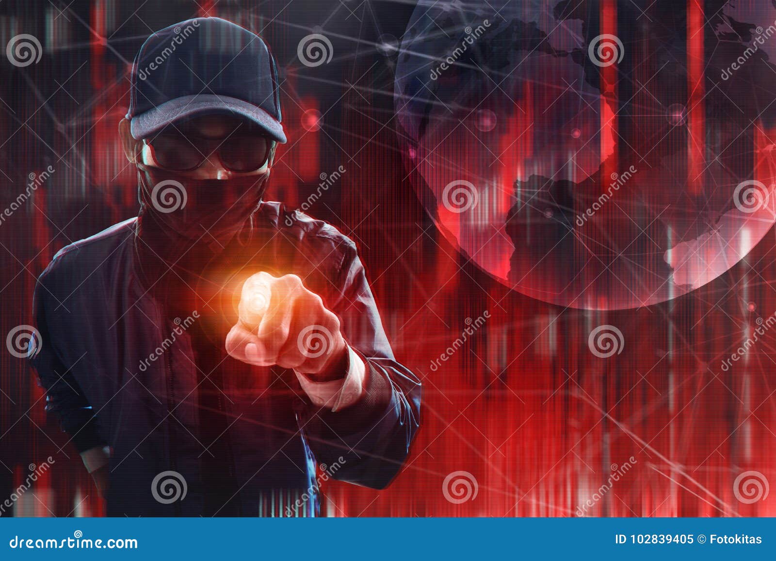 Anonymous Hacker Pointing Computer Screen Stock Image - Image of ...