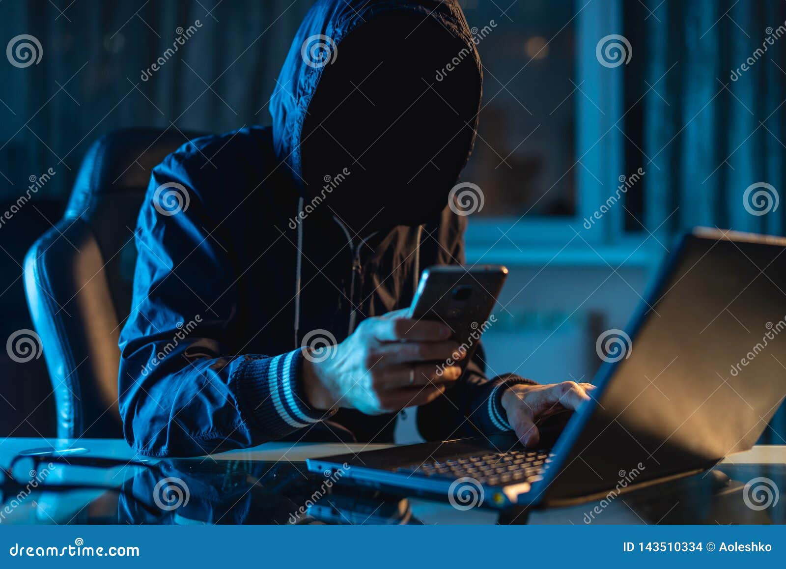 Hacking Of Database With Admin Access Side View Of Hacker Hands In Gloves Typing Malicious Code