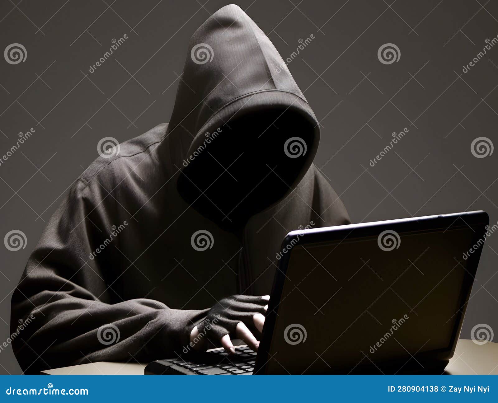 Hacker Typing Computer. Concept Of Cybercrime, Cyberattack, Dark Web ...