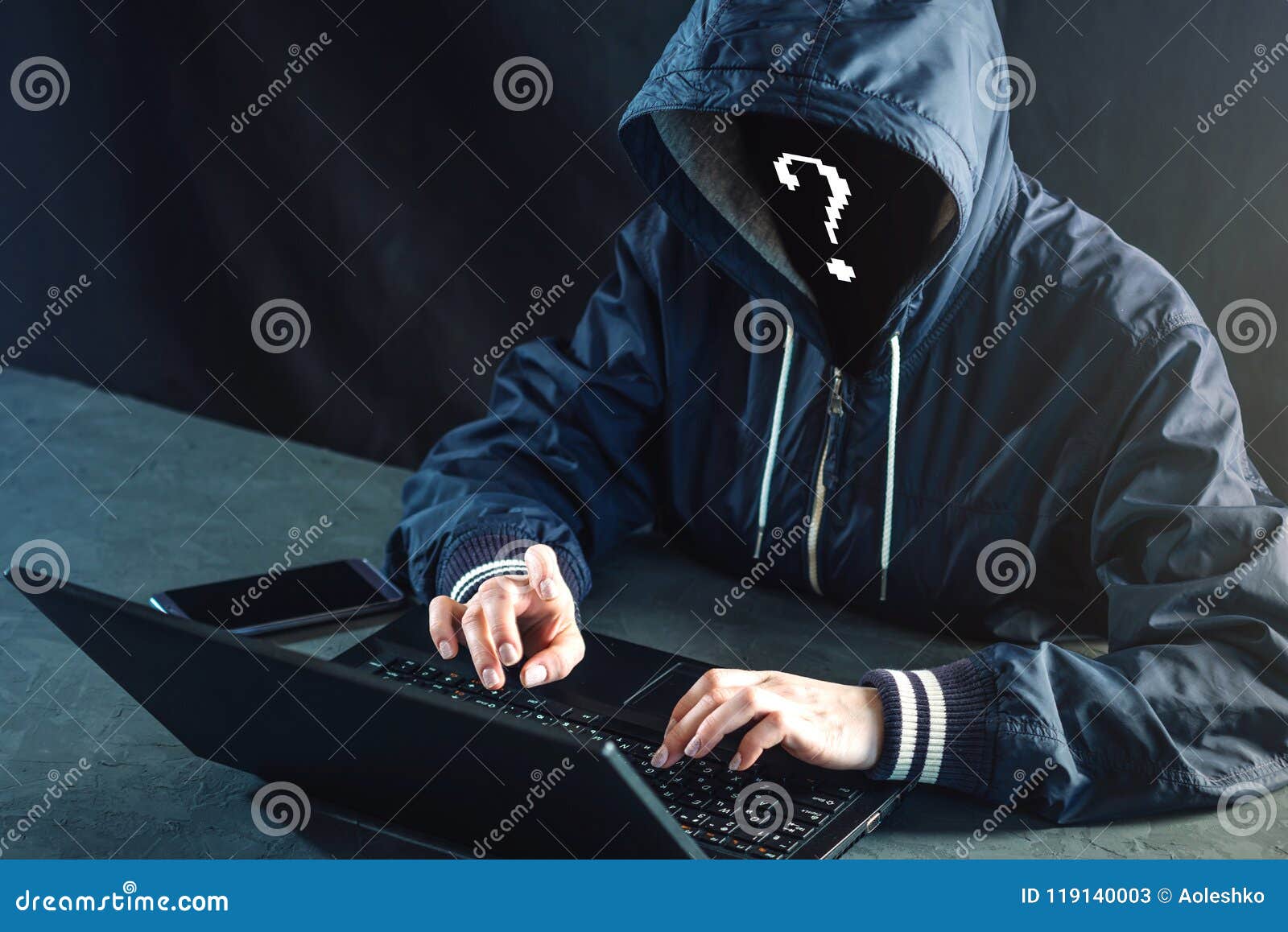 Anonymous Hacker Uses A Laptop To Hack The System Creation And Stock Image Image Of Looking
