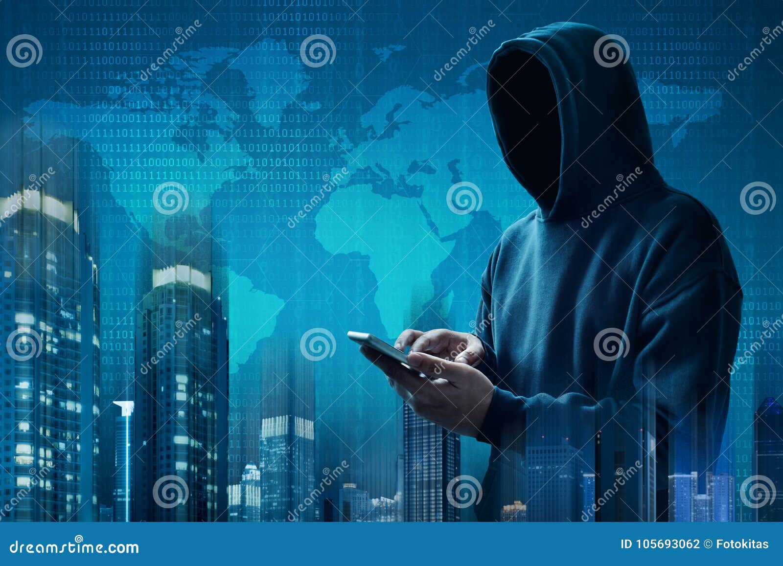 Anonymous Hacker Using Mobile Phone Stock Photo - Image of cyber ...