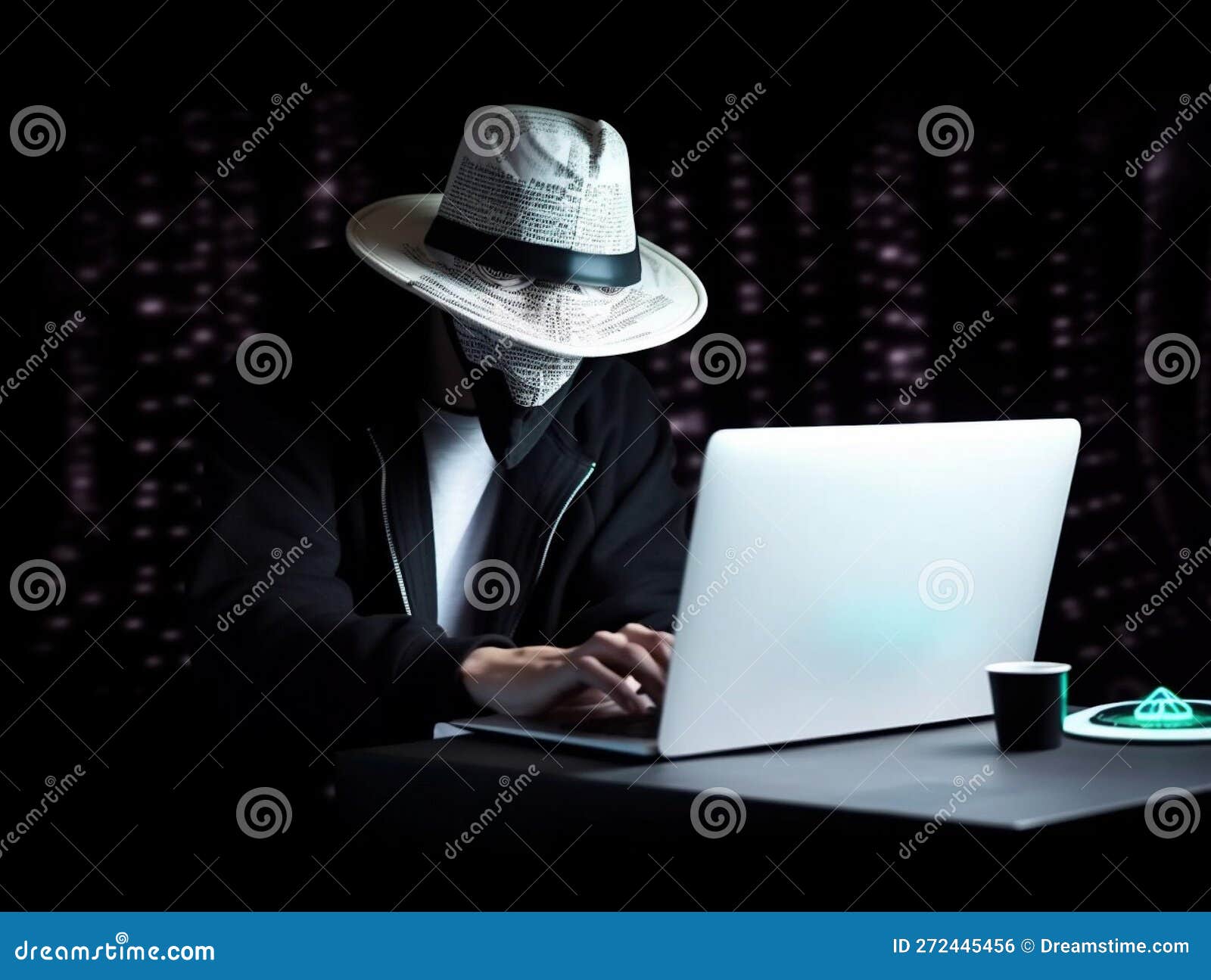 Anonymous Hacker with White Hat. Concept of Hacking Cybersecurity ...