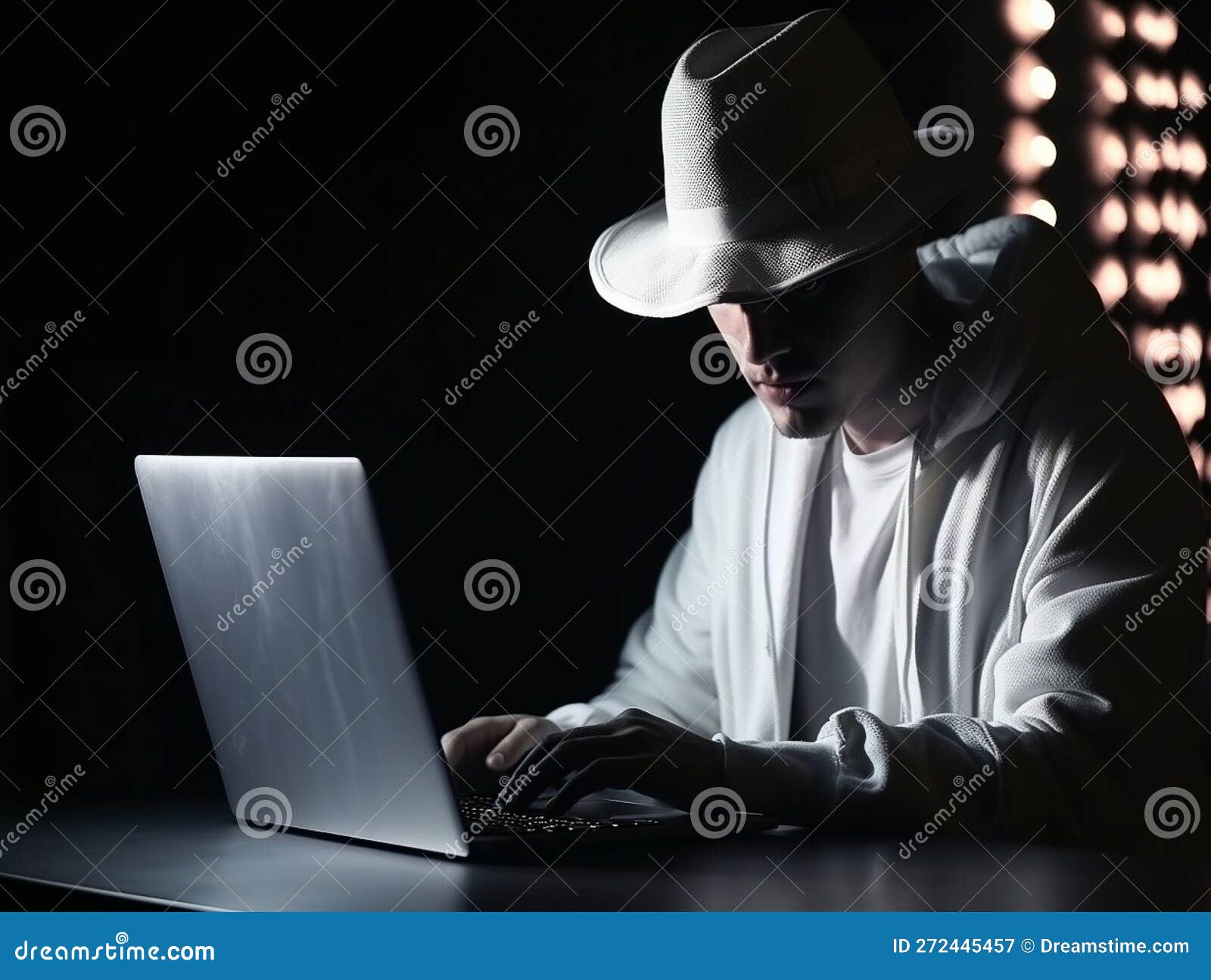 Anonymous Hacker with White Hat. Concept of Hacking Cybersecurity ...