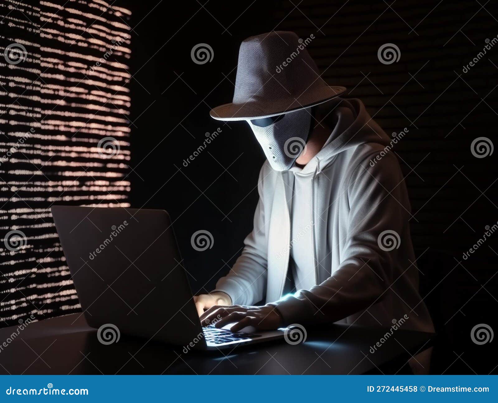 Anonymous Hacker with White Hat. Concept of Hacking Cybersecurity ...