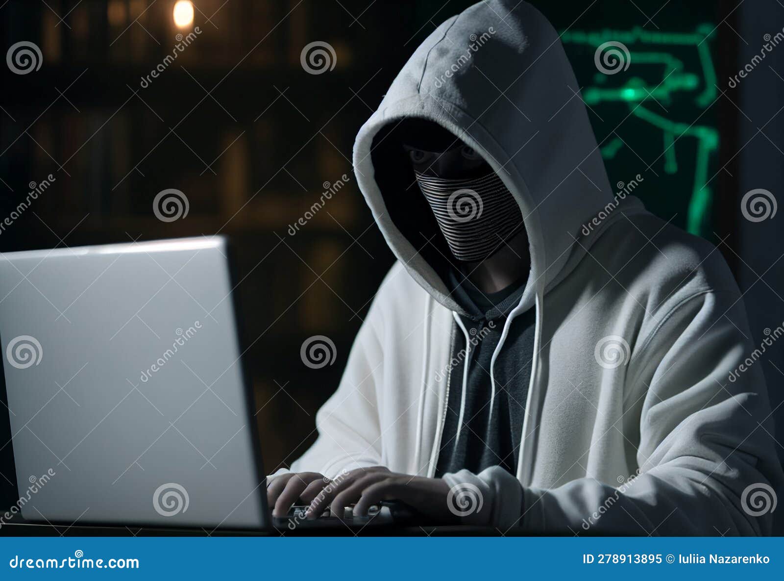 Anonymous Hacker with a White Sweatshirt is Typing on a Computer. AI ...