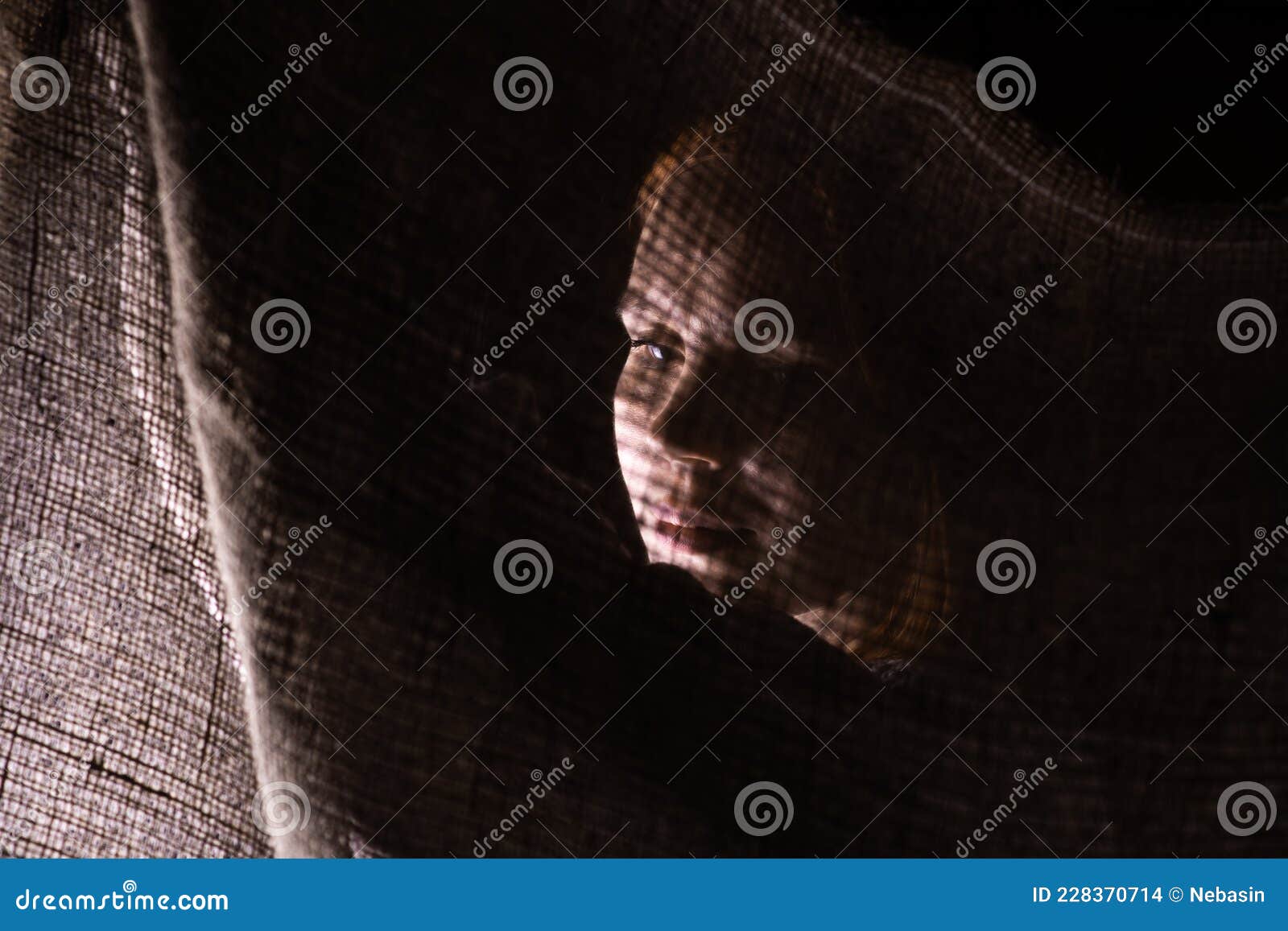Anonymous, Hidden Image of a Woman. a Woman in the Dark Behind a Cloth ...