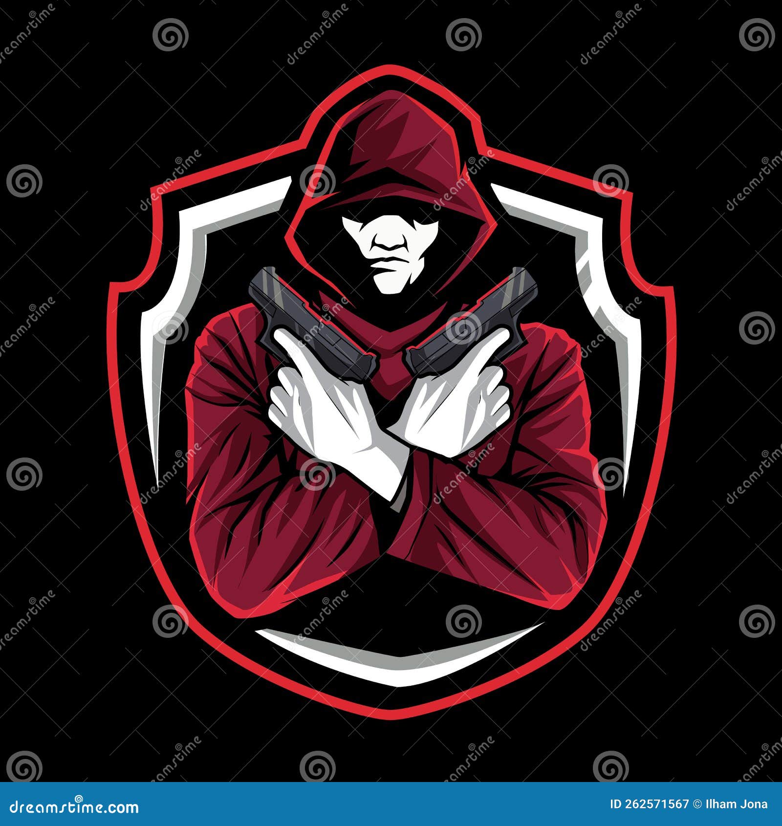 Anonymous Holding Gun Mascot Esport Logo Design Vector Stock Vector ...