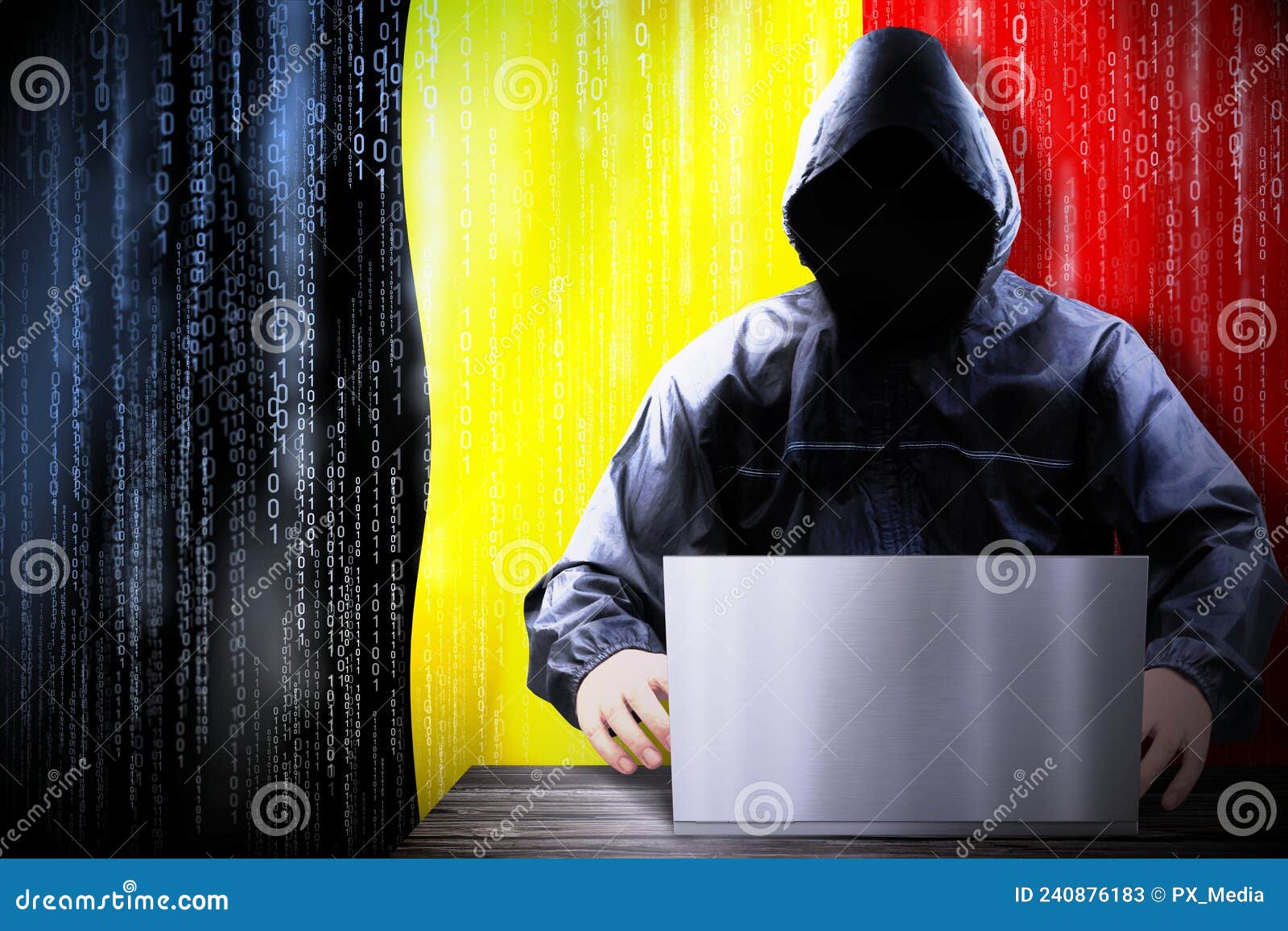 Anonymous Hooded Hacker, Flag of Belgium, Binary Code - Cyber Attack ...