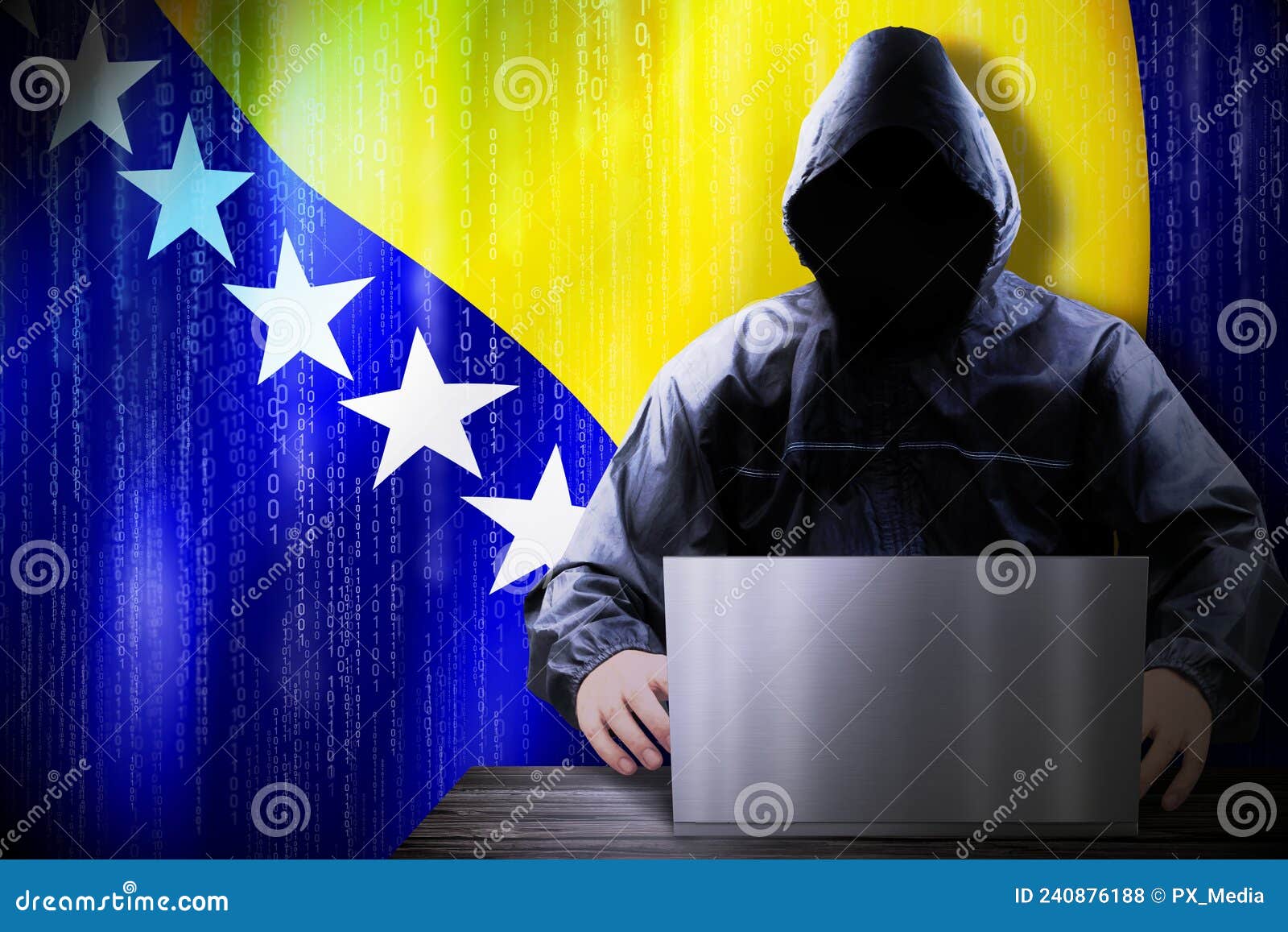 Anonymous Hooded Hacker, Flag of Bosnia and Herzegovina Binary Code ...