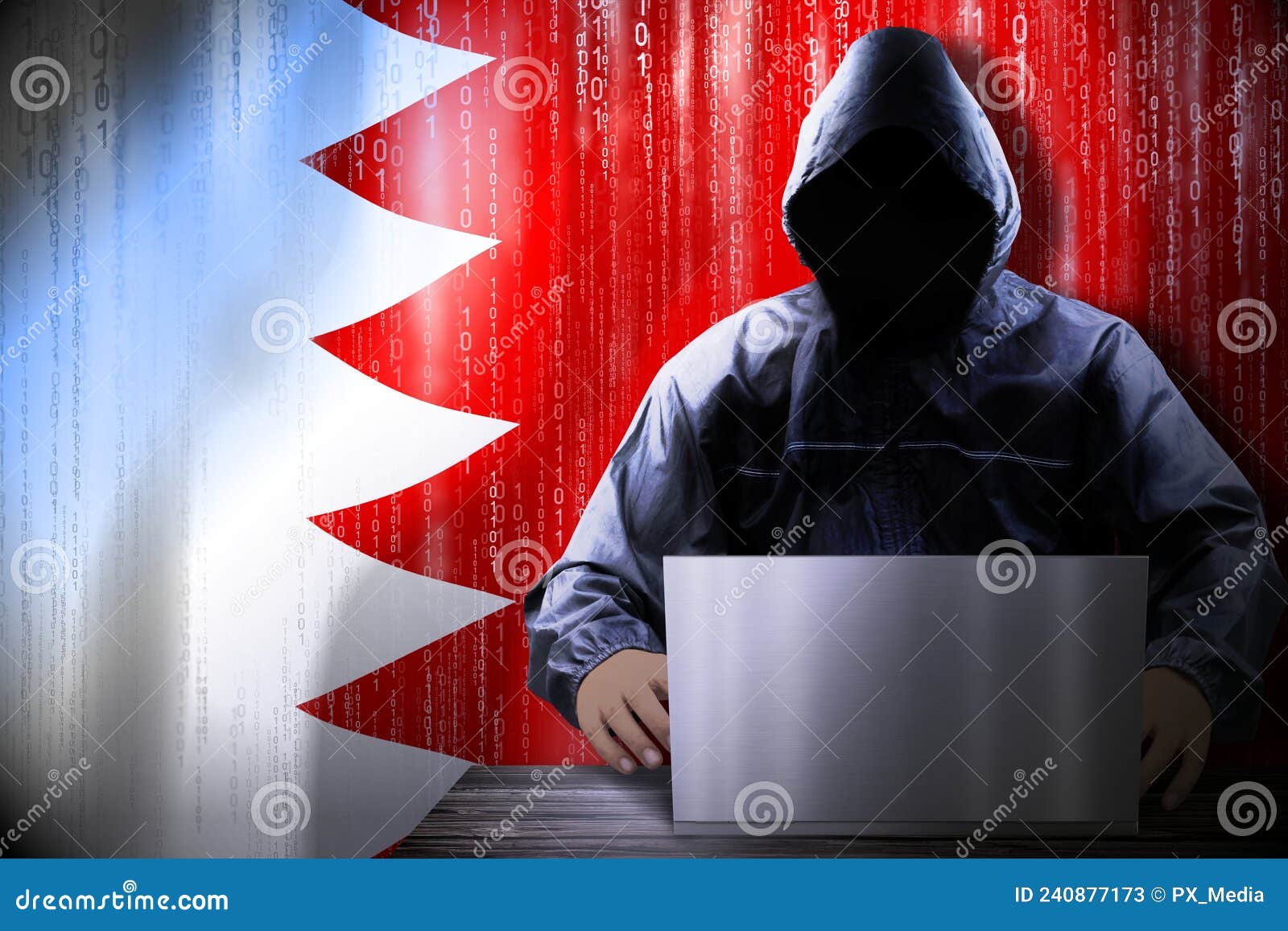Anonymous Hooded Hacker, Flag of Qatar, Binary Code - Cyber Attack ...
