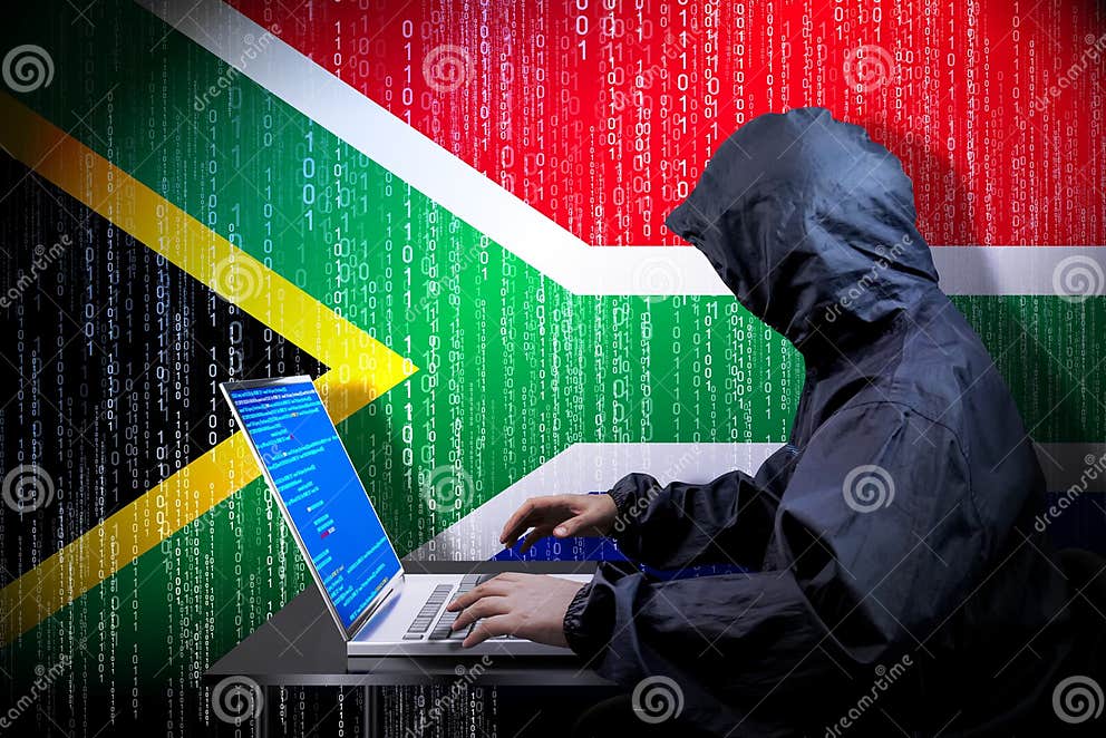 Anonymous Hooded Hacker, Flag of South Africa, Binary Code - Cyber ...