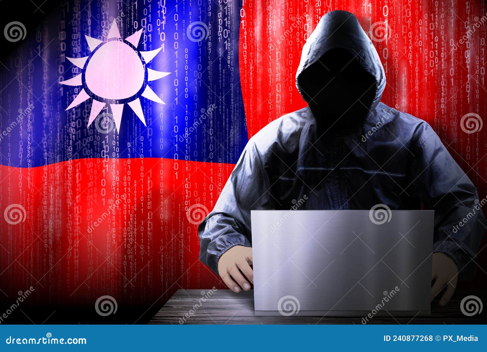 Anonymous Hooded Hacker, Flag of Taiwan, Binary Code - Cyber Attack ...