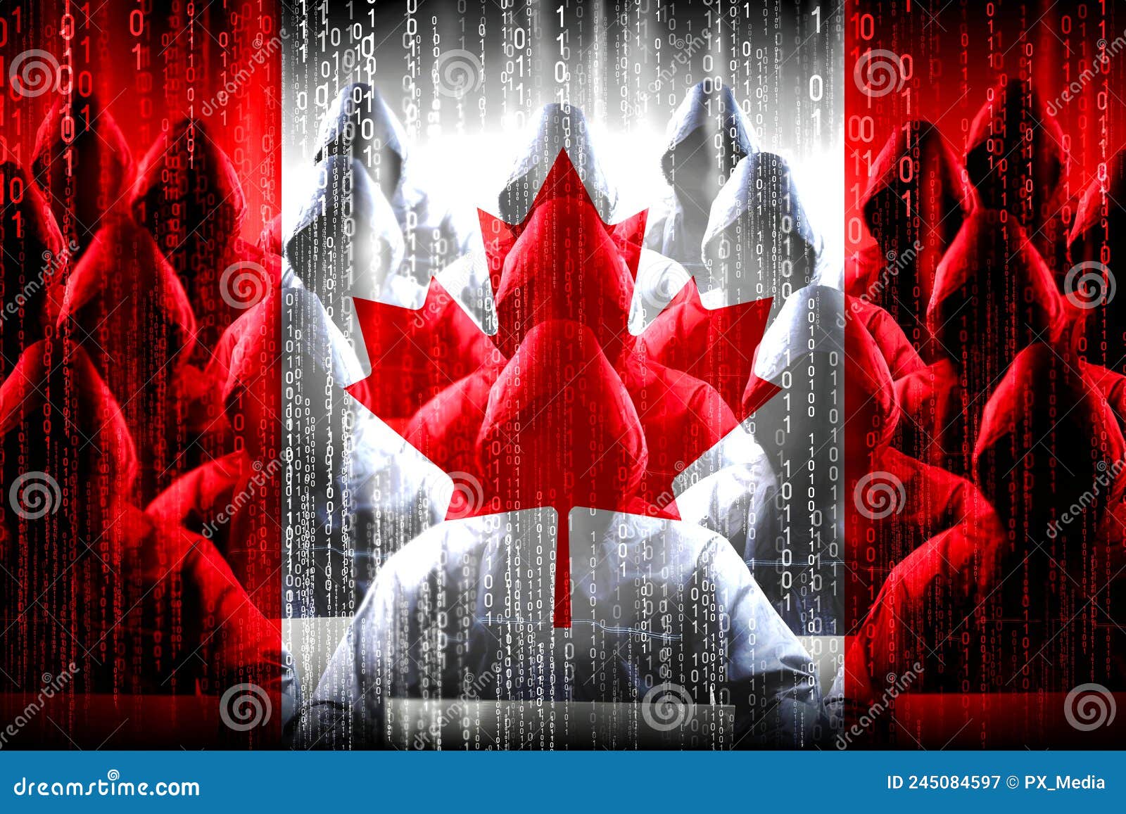 Anonymous Hooded Hackers, Flag of Canada, Binary Code - Cyber Attack ... Anonymous Hooded Hackers, Flag of Canada, Binary Code - Cyber Attack ...