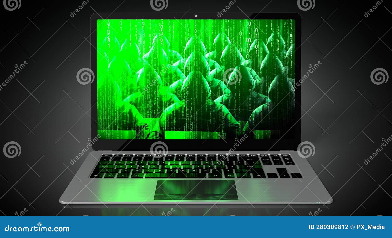 Anonymous Hooded Hackers on Laptop Screen - Cyber Attack Concept Stock ...