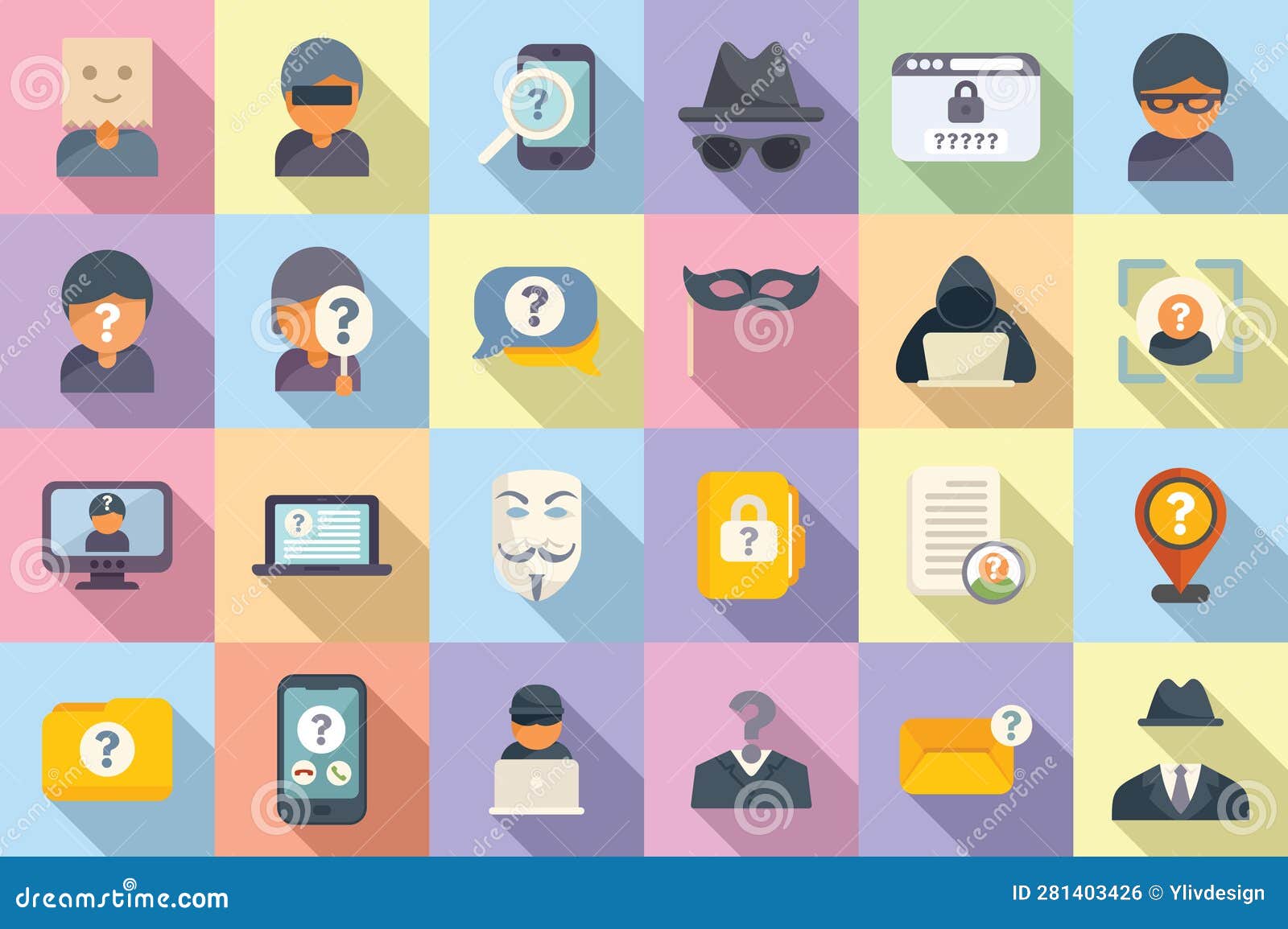 Anonymous Hidden Folder Icon Flat Vector. Data Undercover Stock Image ...