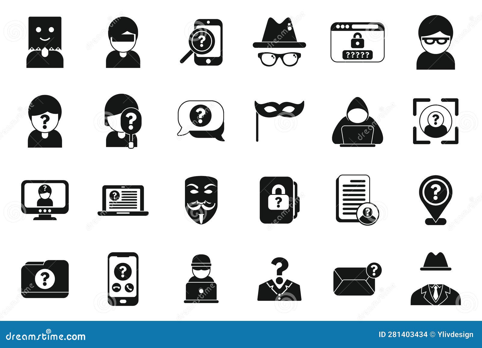 Anonymous Icons Set Simple Vector. Human Hidden Stock Illustration ...