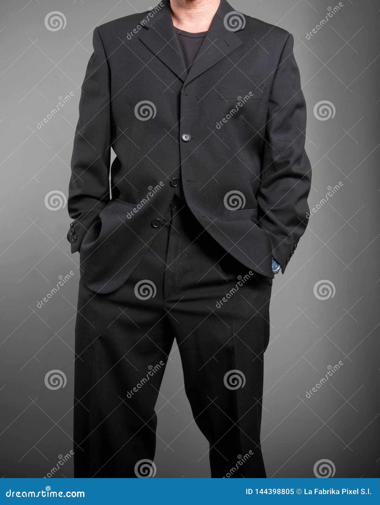 Anonymous Man in Black Suit Stock Image - Image of vest, hands: 144398805