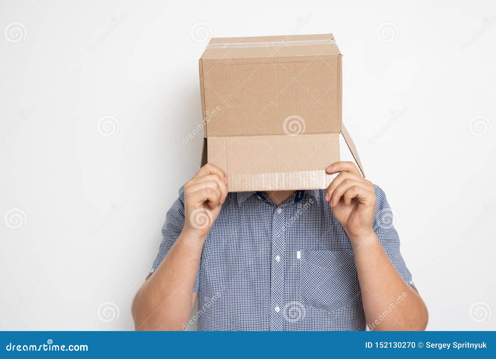 An Anonymous Man with a Box on His Head Concealing His Identity I Stock ...