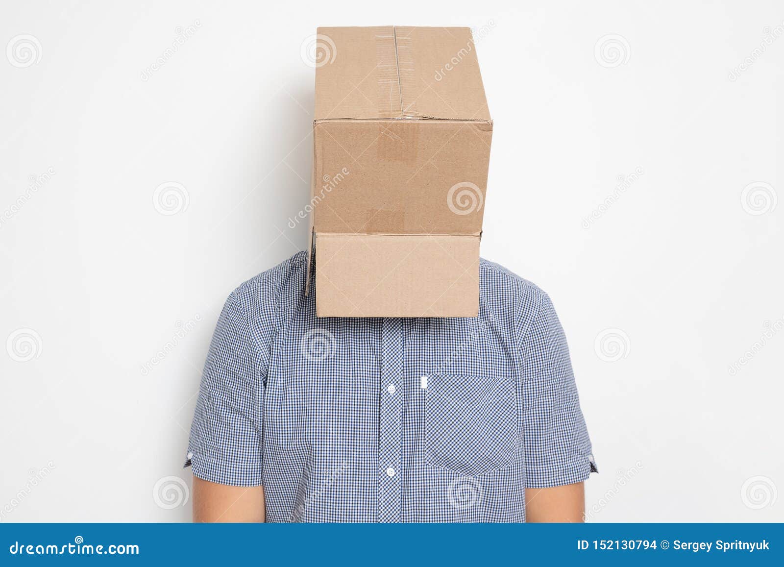 An Anonymous Man with a Box on His Head Concealing His Identity I Stock ...