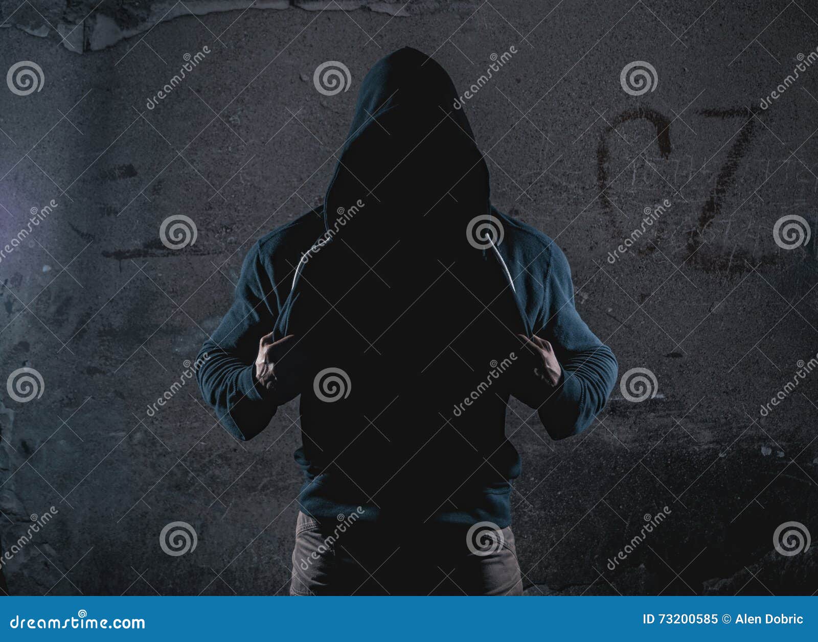 Anonymous Man with Hooded Sweater Stock Image - Image of dark, furtive ...