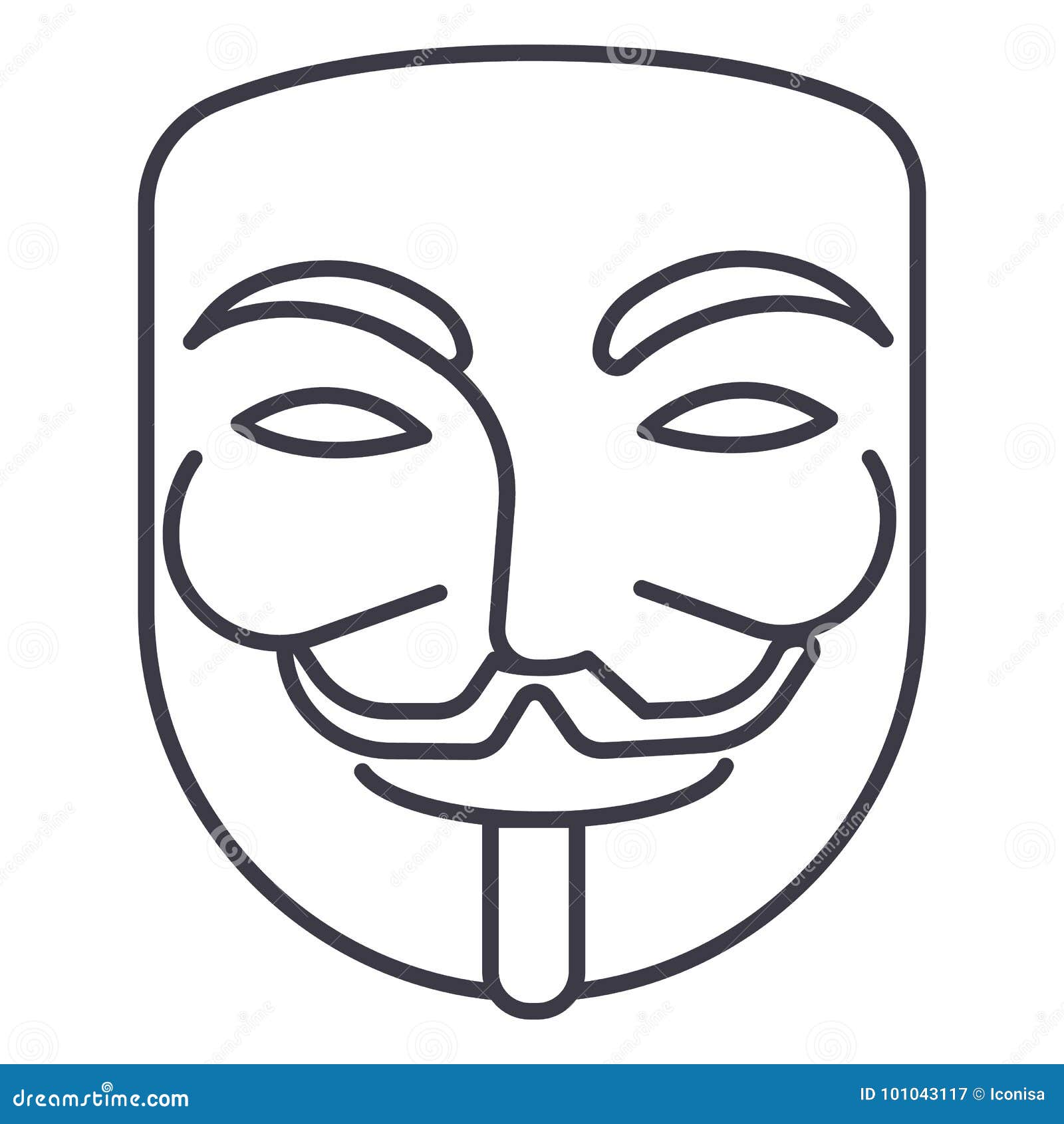Anonymous,mask Carnival,hacker Vector Line Icon, Sign, Illustration on ...