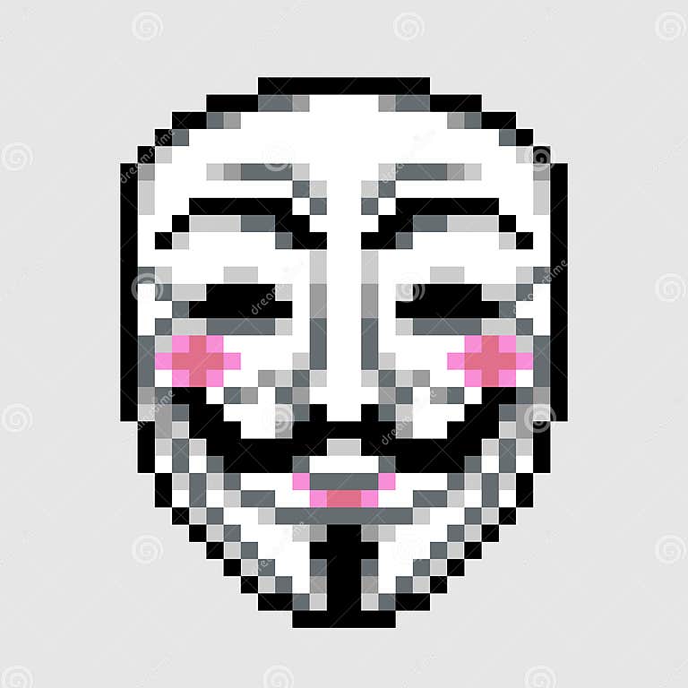 Anonymous Mask Icon in Pixel Art Style Editorial Photography ...