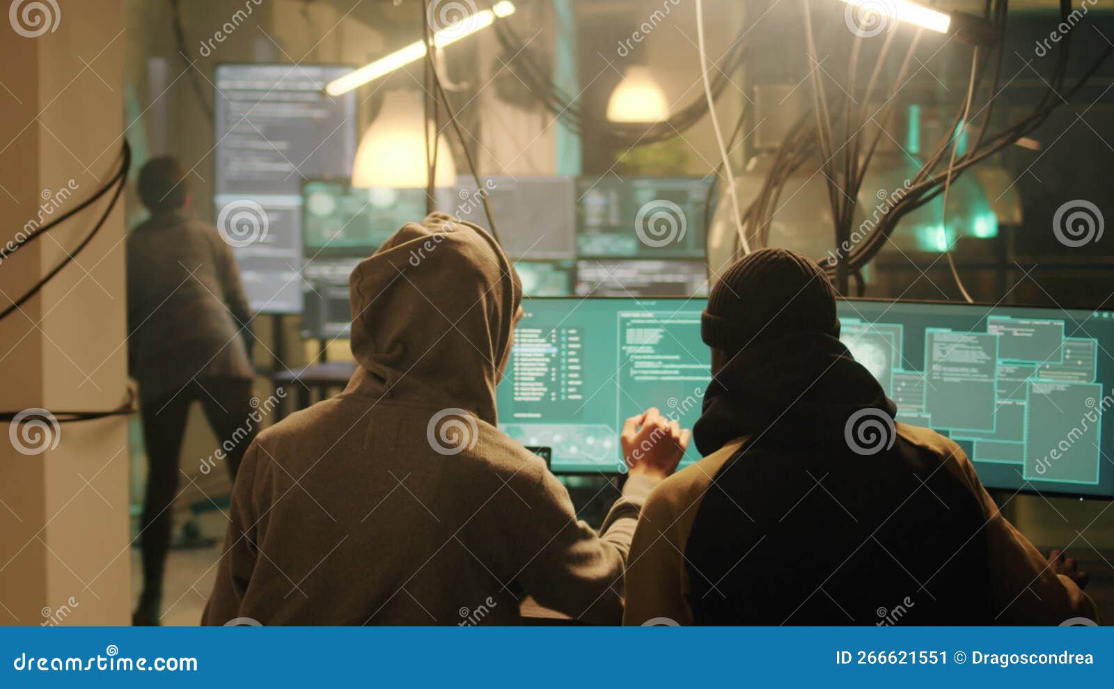 Anonymous Men Working Together To Break Network System on Computer ...