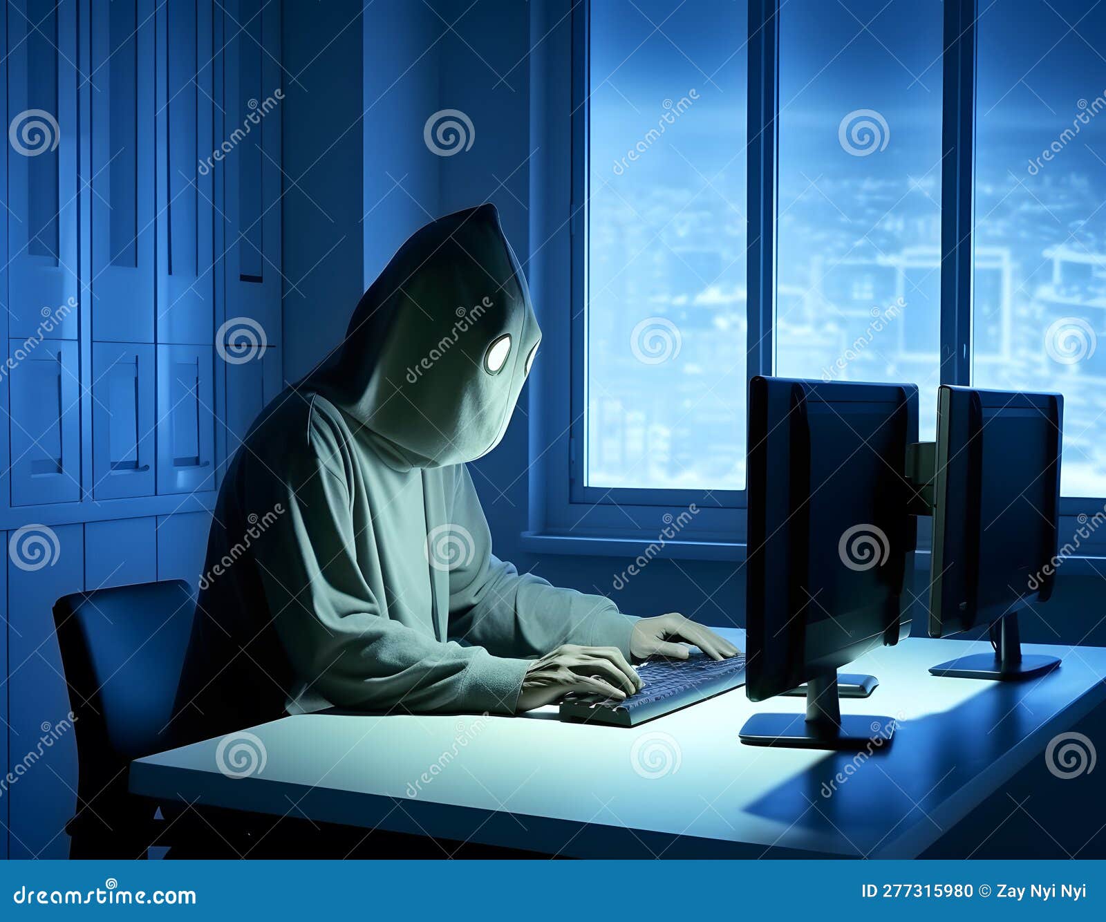 Modernized Hacker With Hoodie. Concept Of Dark Web, Cybercrime ...