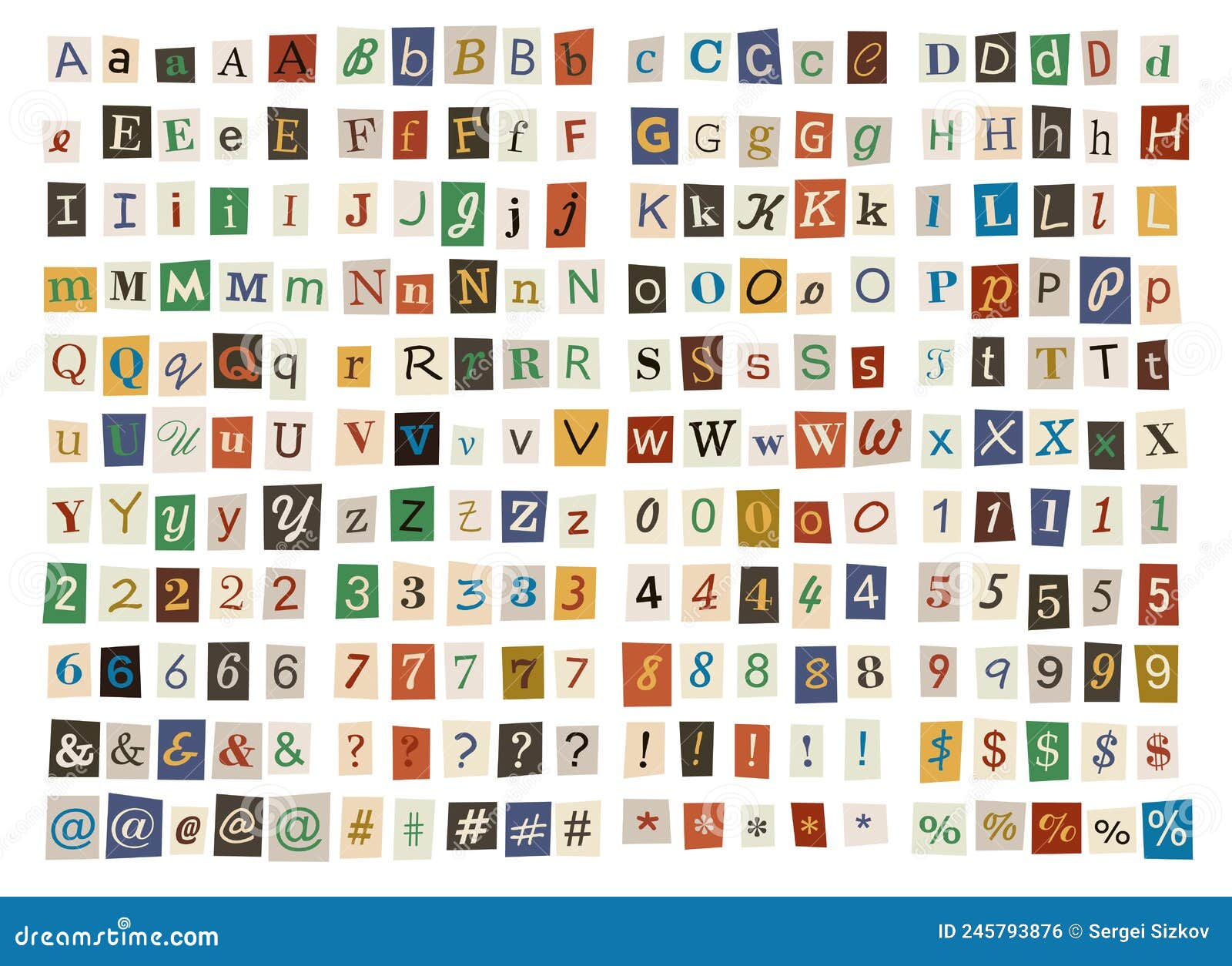 Anonymous Newspaper Letters and Numbers Set. Vector Stock Vector ...