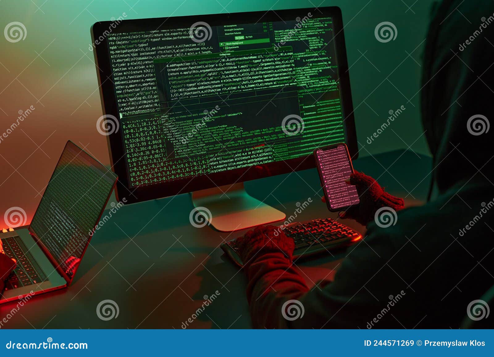 Anonymous People Using Computer and Programming To Break Code. Cyber ...