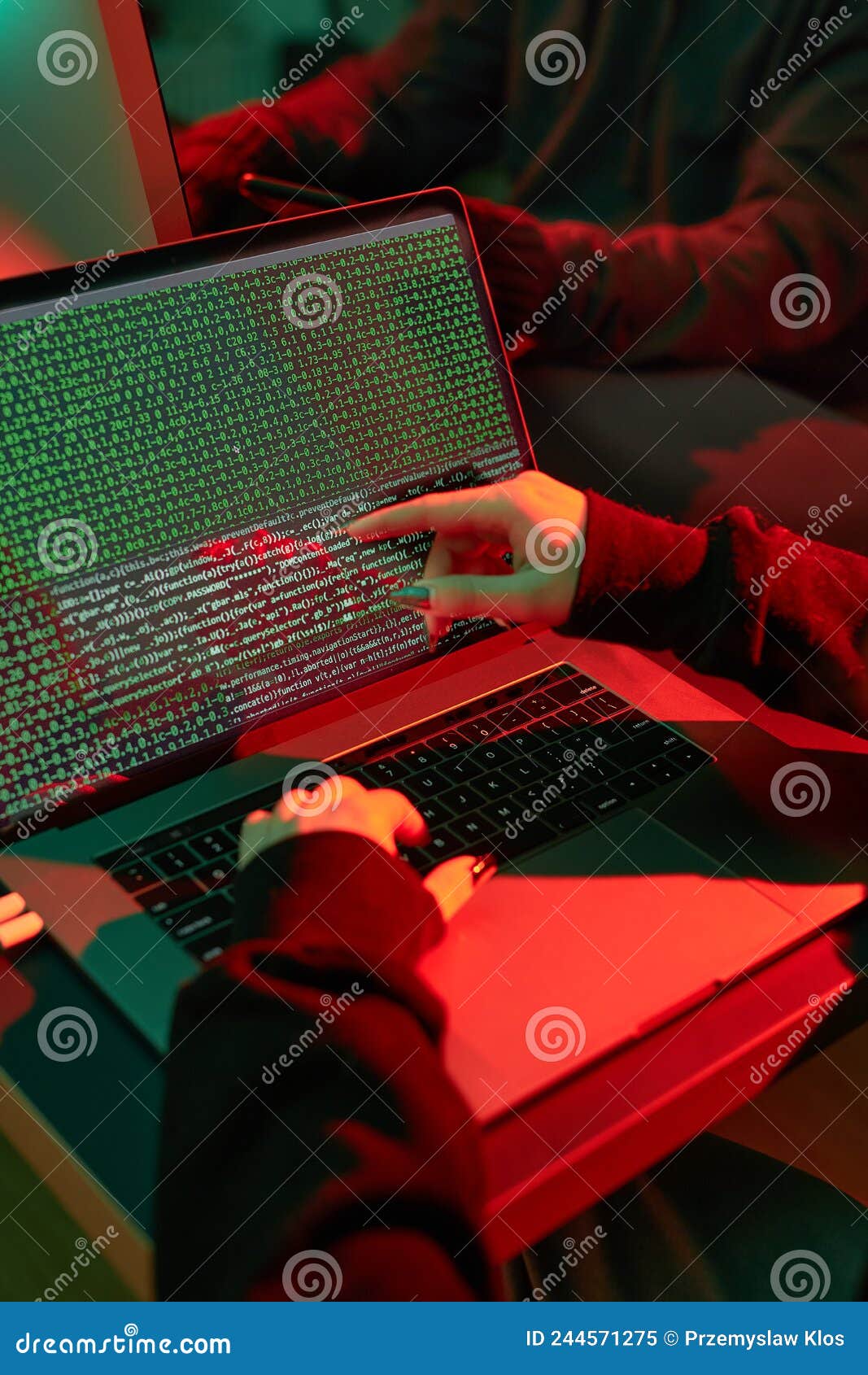 Anonymous People Using Computer And Programming To Break Code Cyber