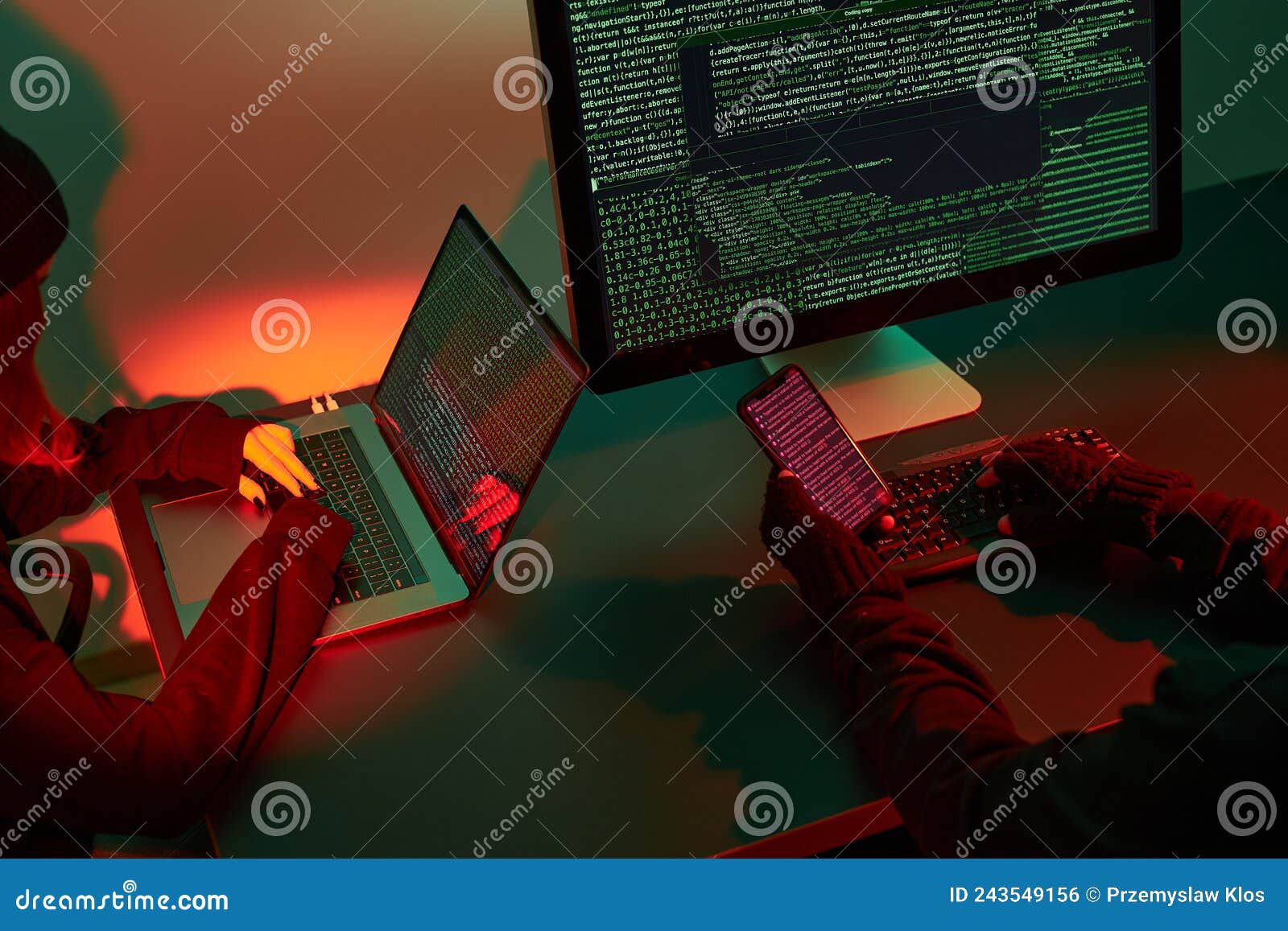 Anonymous People Using Computer And Programming To Break Code Cyber Security Threat Internet